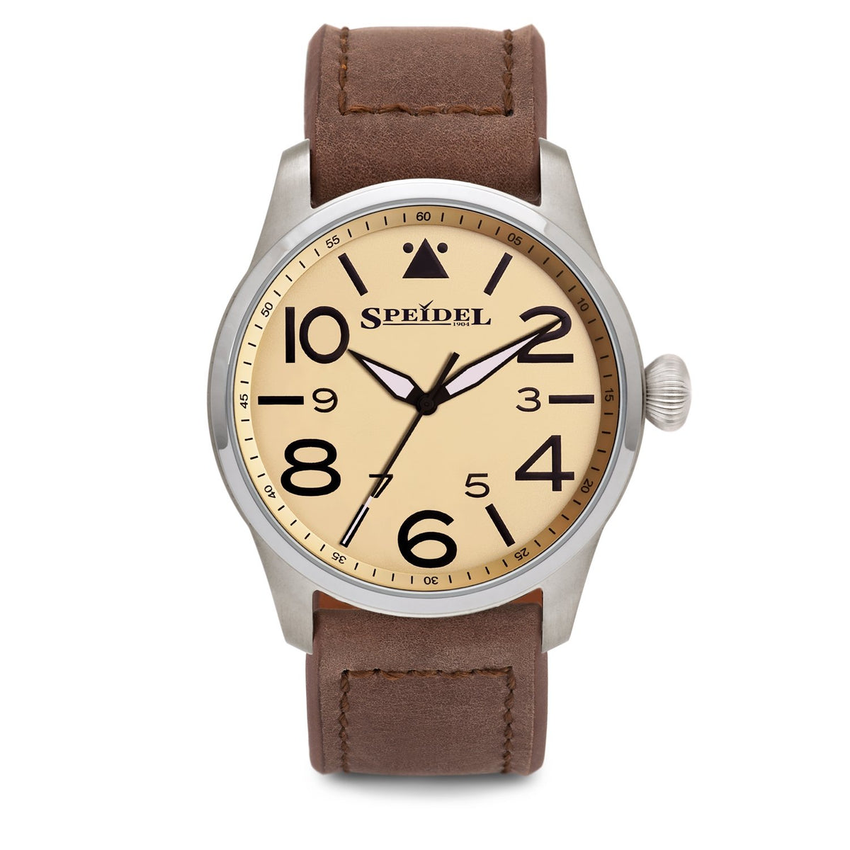 Men's Leather Pilot Watch With 22mm Brown And Black Leather Band | Speidel