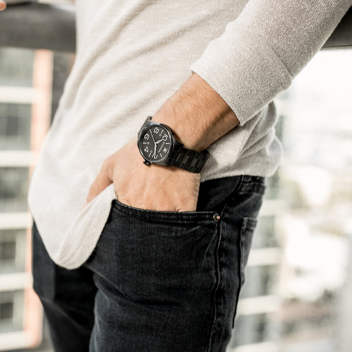 Men's Leather Pilot Watch With 22mm Brown And Black Leather Band | Speidel