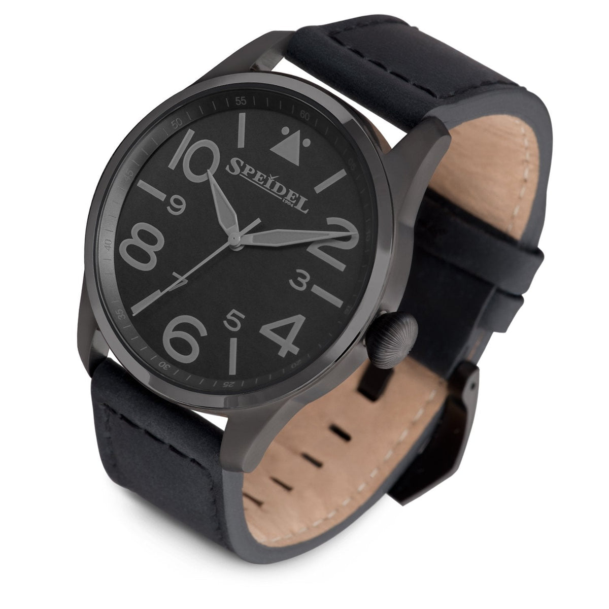 Men's Leather Pilot Watch With 22mm Brown And Black Leather Band | Speidel